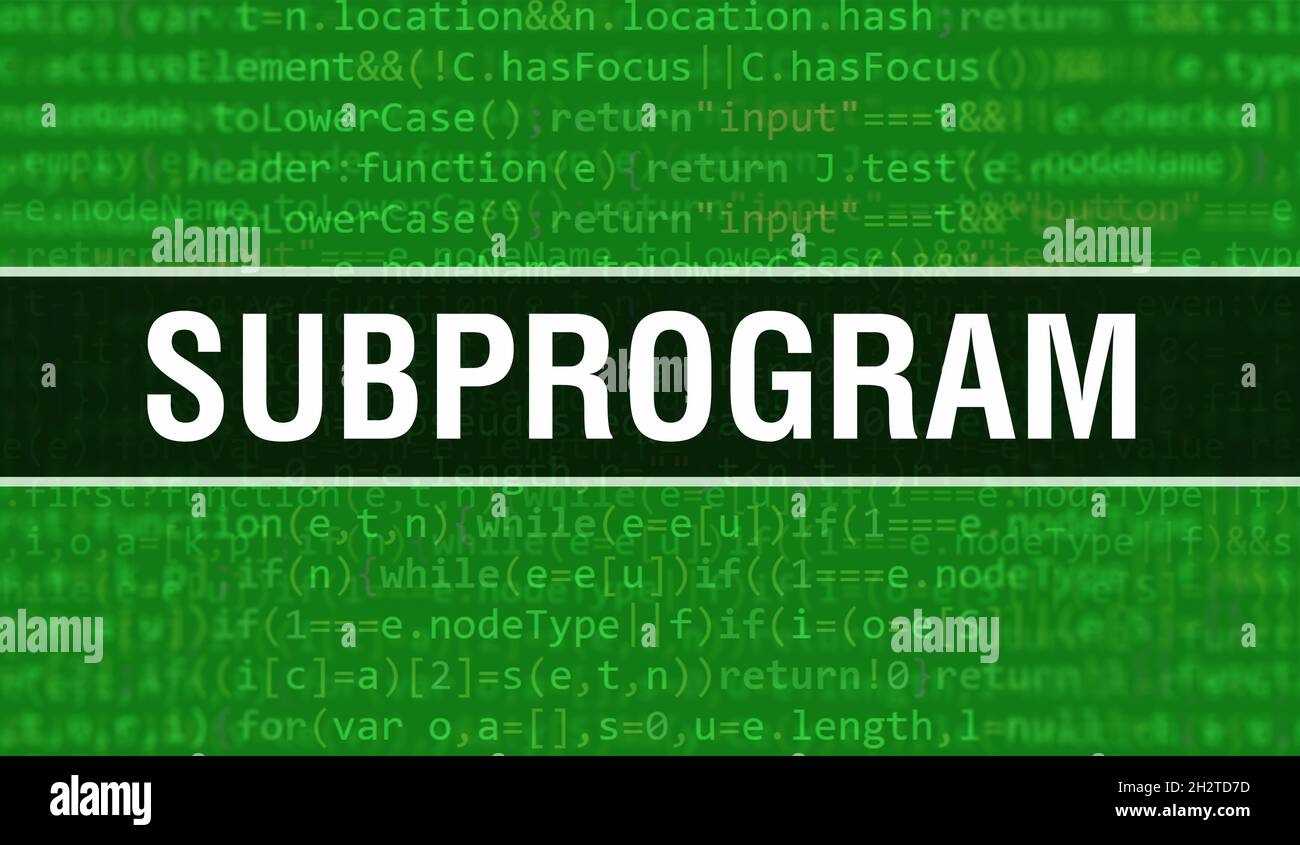 Subprogram Concept With Random Parts Of Program Codesubprogram Text Written On Programming Code