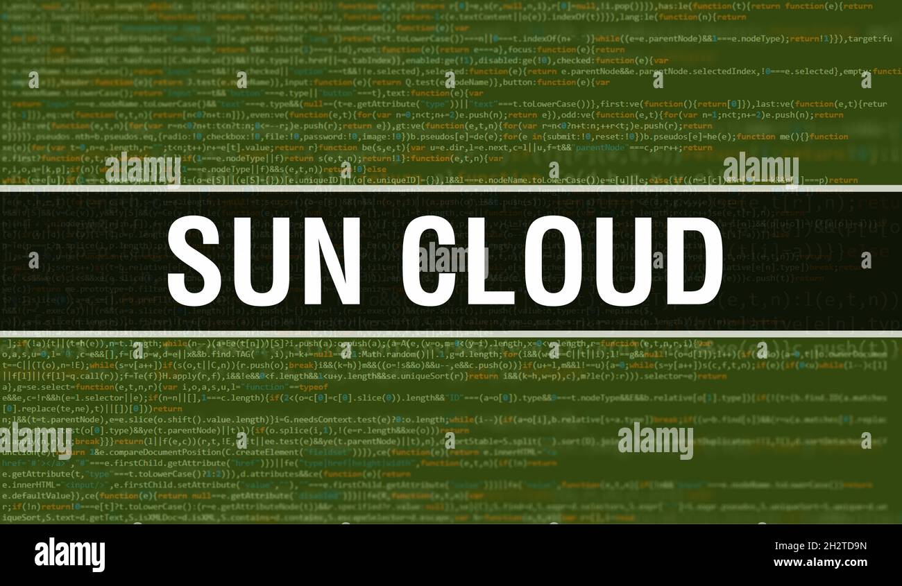 Sun Cloud with Abstract Technology Binary code Background.Digital ...