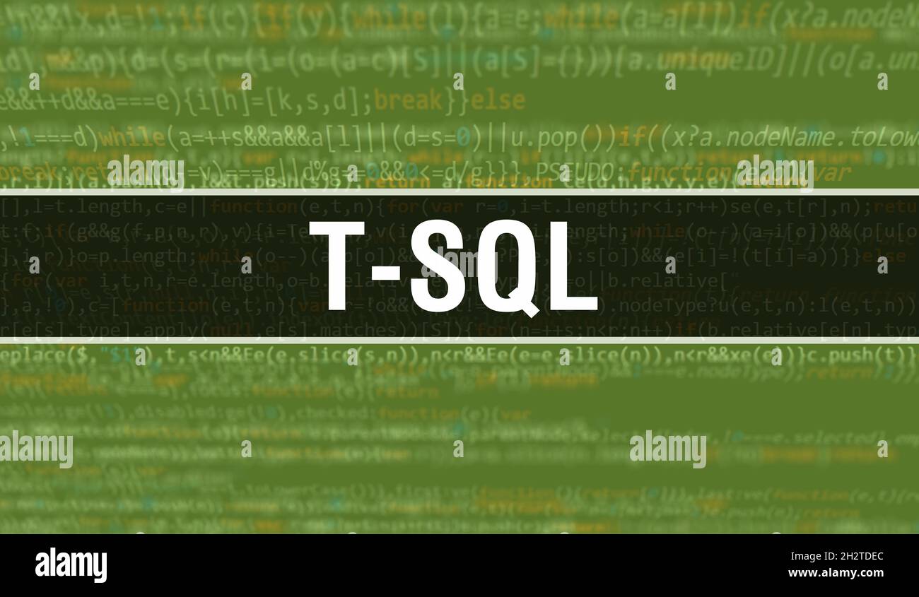 T-SQL concept illustration using code for developing programs and app ...