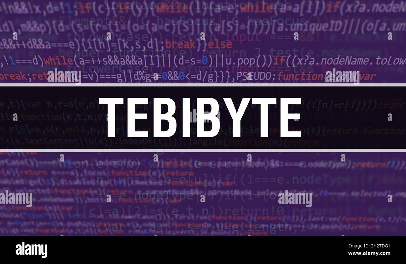 tebibyte concept with Random Parts of Program Code.tebibyte text ...