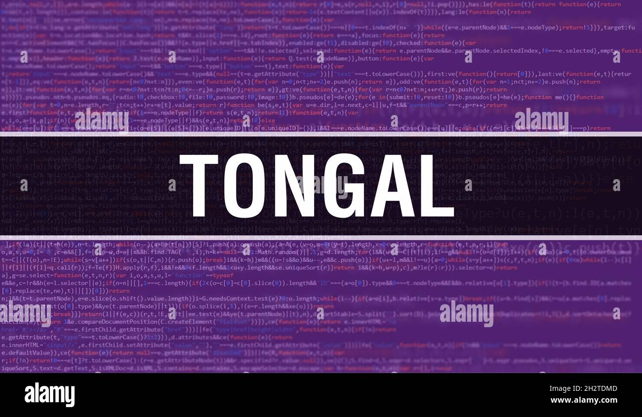Tongal text written on Programming code abstract technology background ...