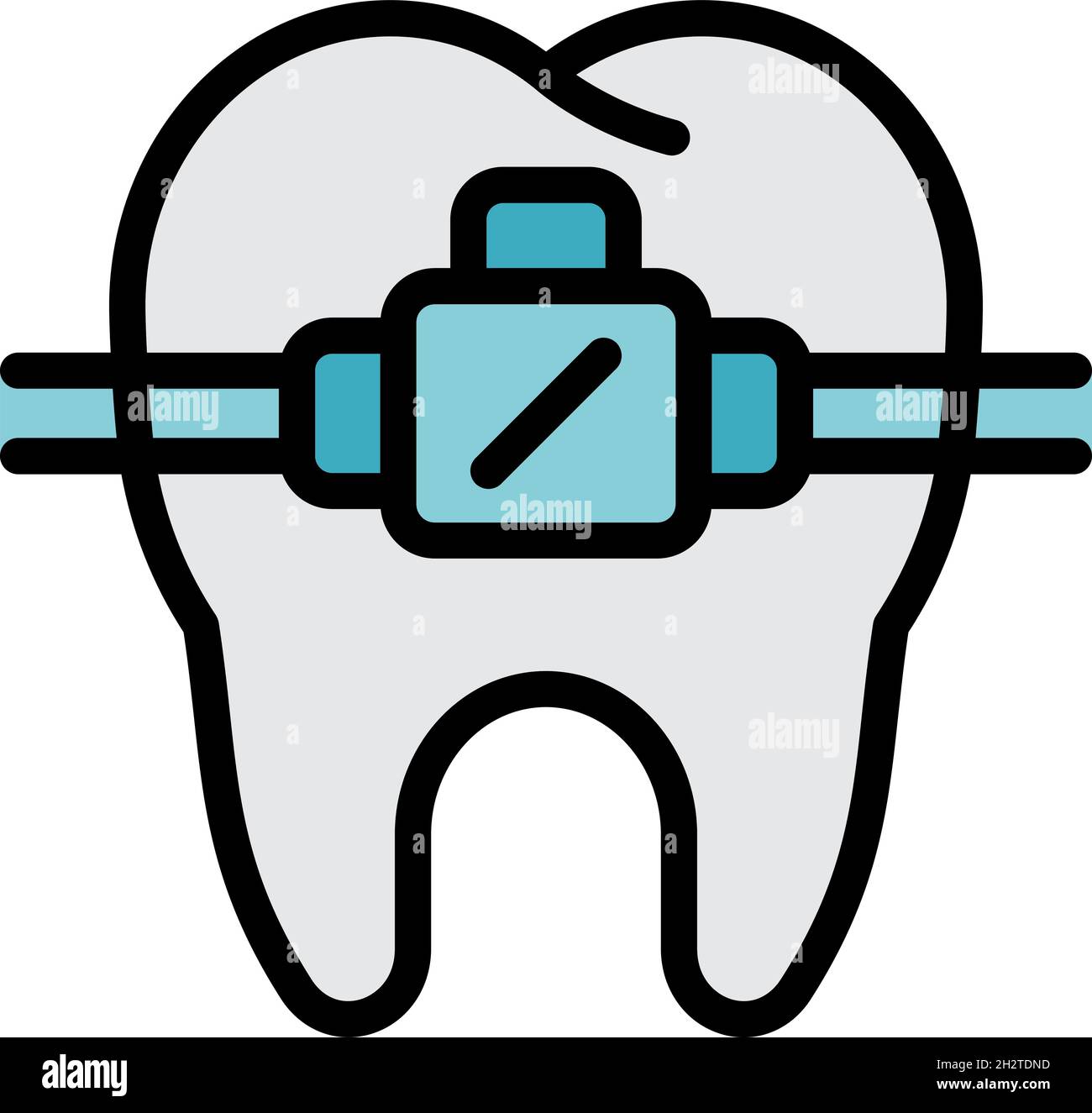 Tooth bracket icon. Outline tooth bracket vector icon color flat ...