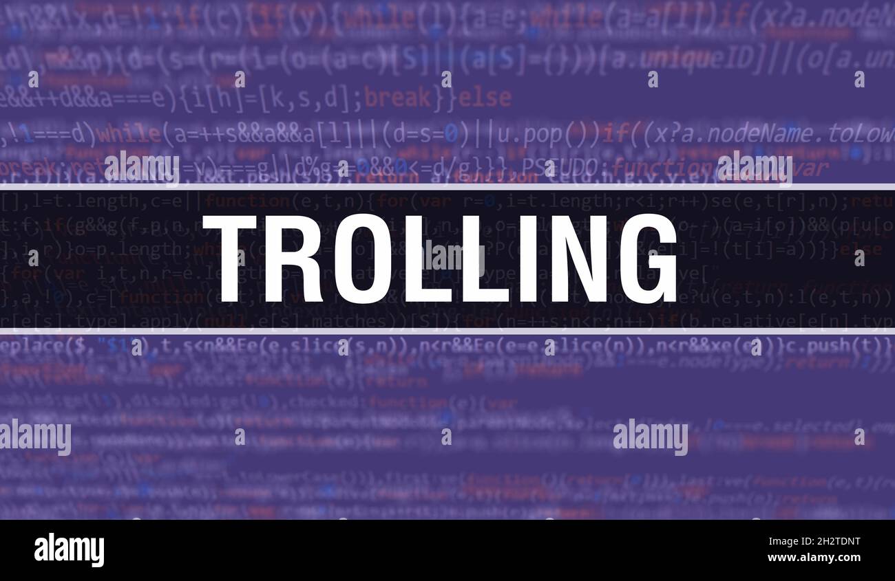 trolling concept illustration using code for developing programs and ...