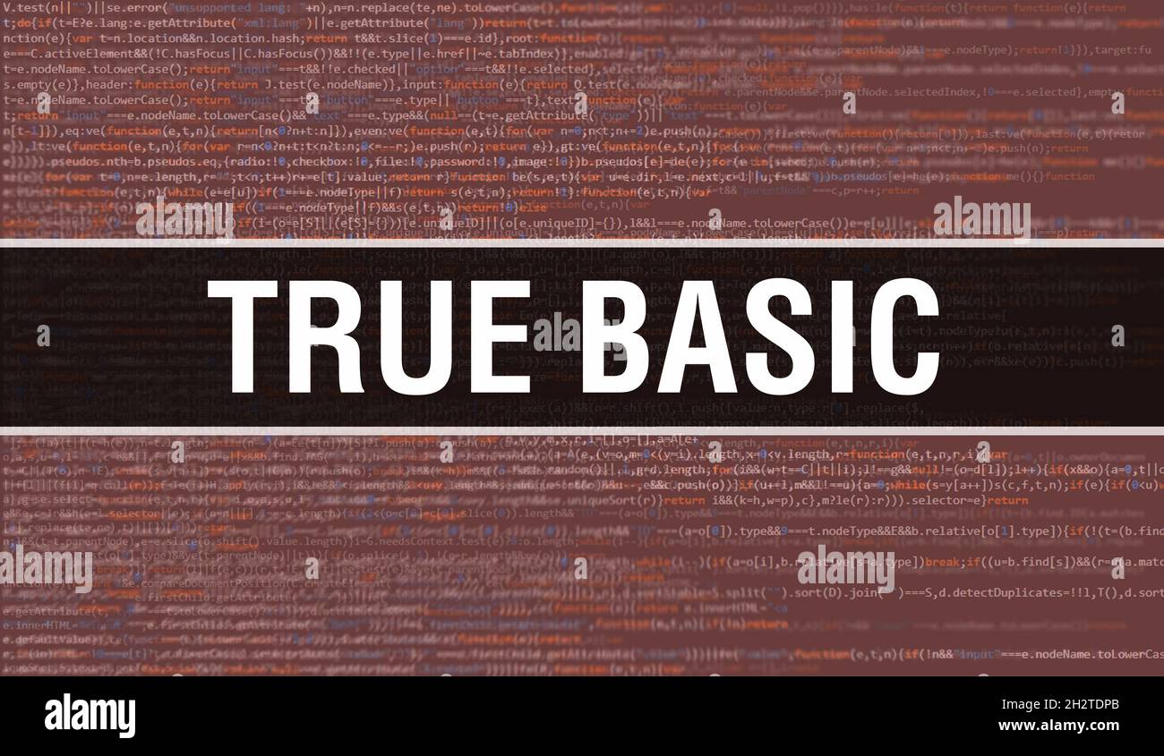 True BASIC with Abstract Technology Binary code Background.Digital ...