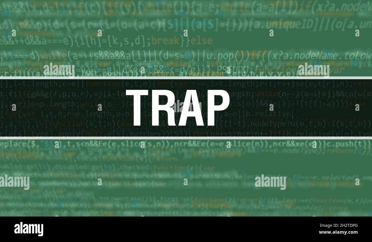 Trap concept illustration using code for developing programs and app ...