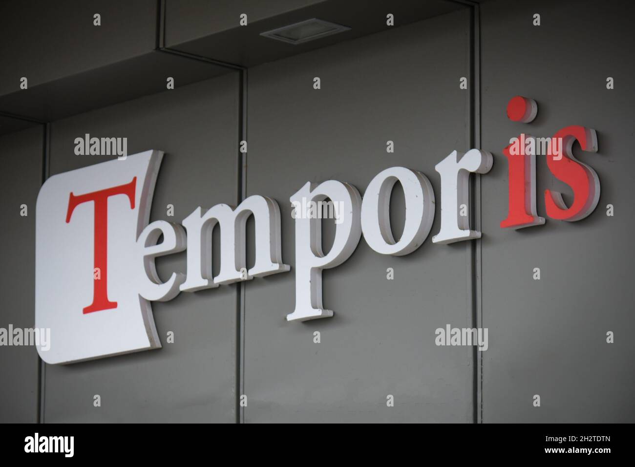 view on the temporis signboard in quimper which is a firm of temporary ...