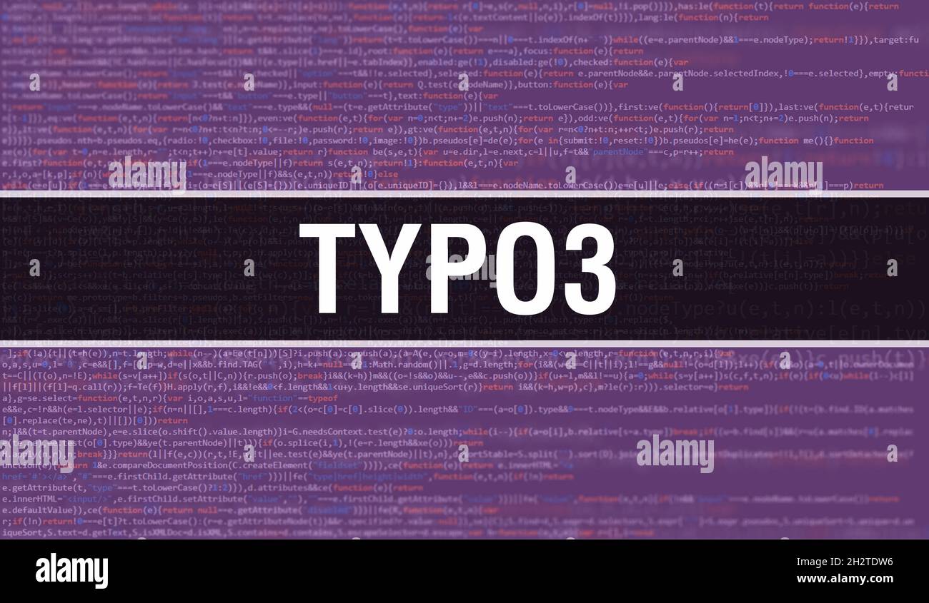 TYPO3 text written on Programming code abstract technology background ...