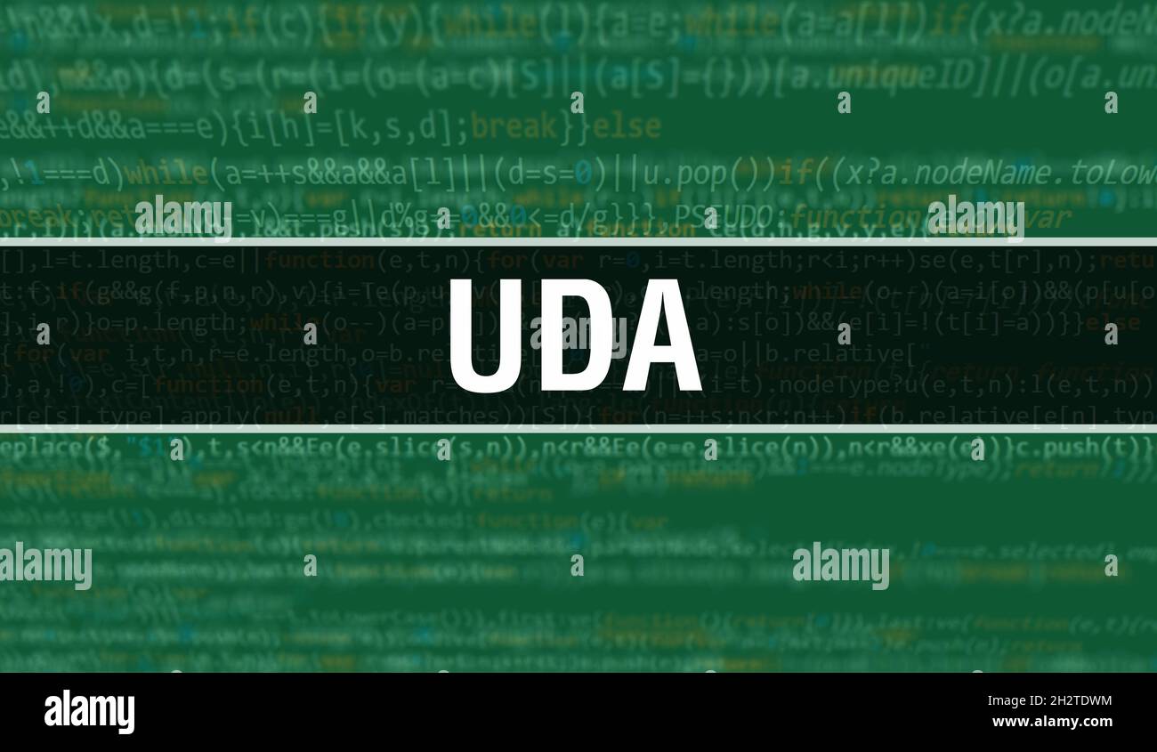 UDA concept illustration using code for developing programs and app. UDA website code with ...