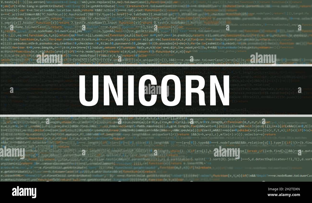 UNICORN with Abstract Technology Binary code Background.Digital binary ...