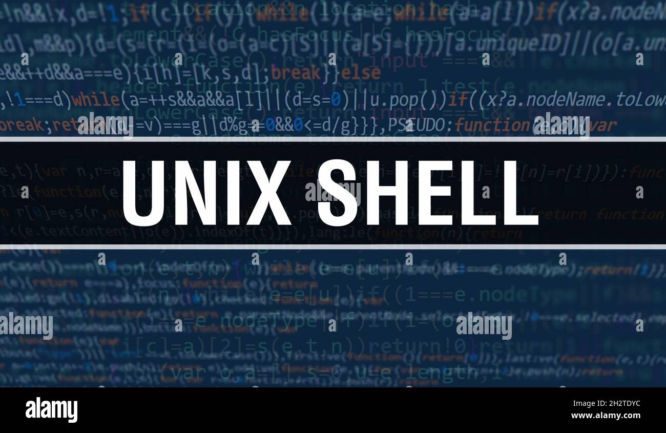 Unix shell concept with Random Parts of Program Code.Unix shell text ... Unix shell concept with Random Parts of Program Code.Unix shell text ...