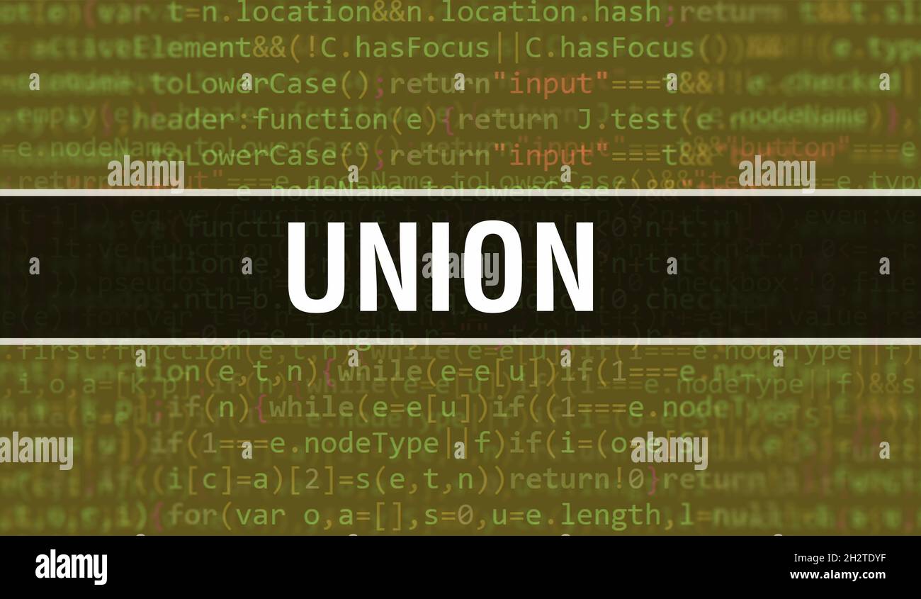 Union with Binary code digital technology background. Abstract ...
