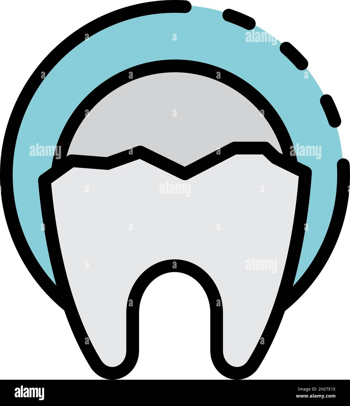 Broken tooth icon. Outline broken tooth vector icon color flat isolated ...