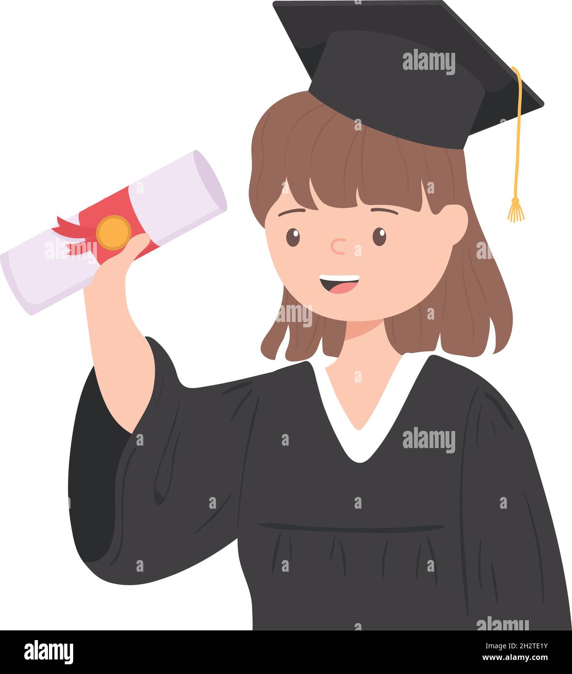 Woman graduate in mortarboard Stock Vector Images - Alamy