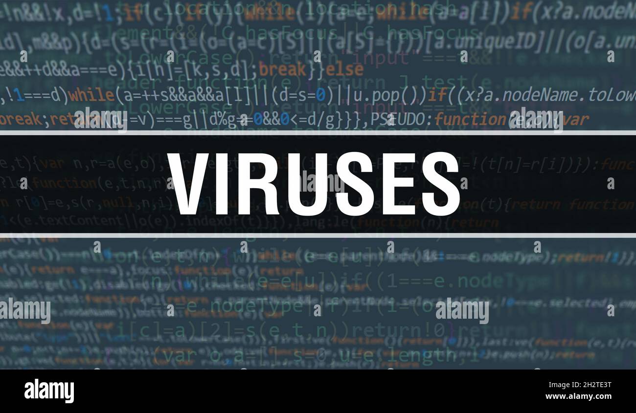 Viruses concept with Random Parts of Program Code.Viruses text written ...