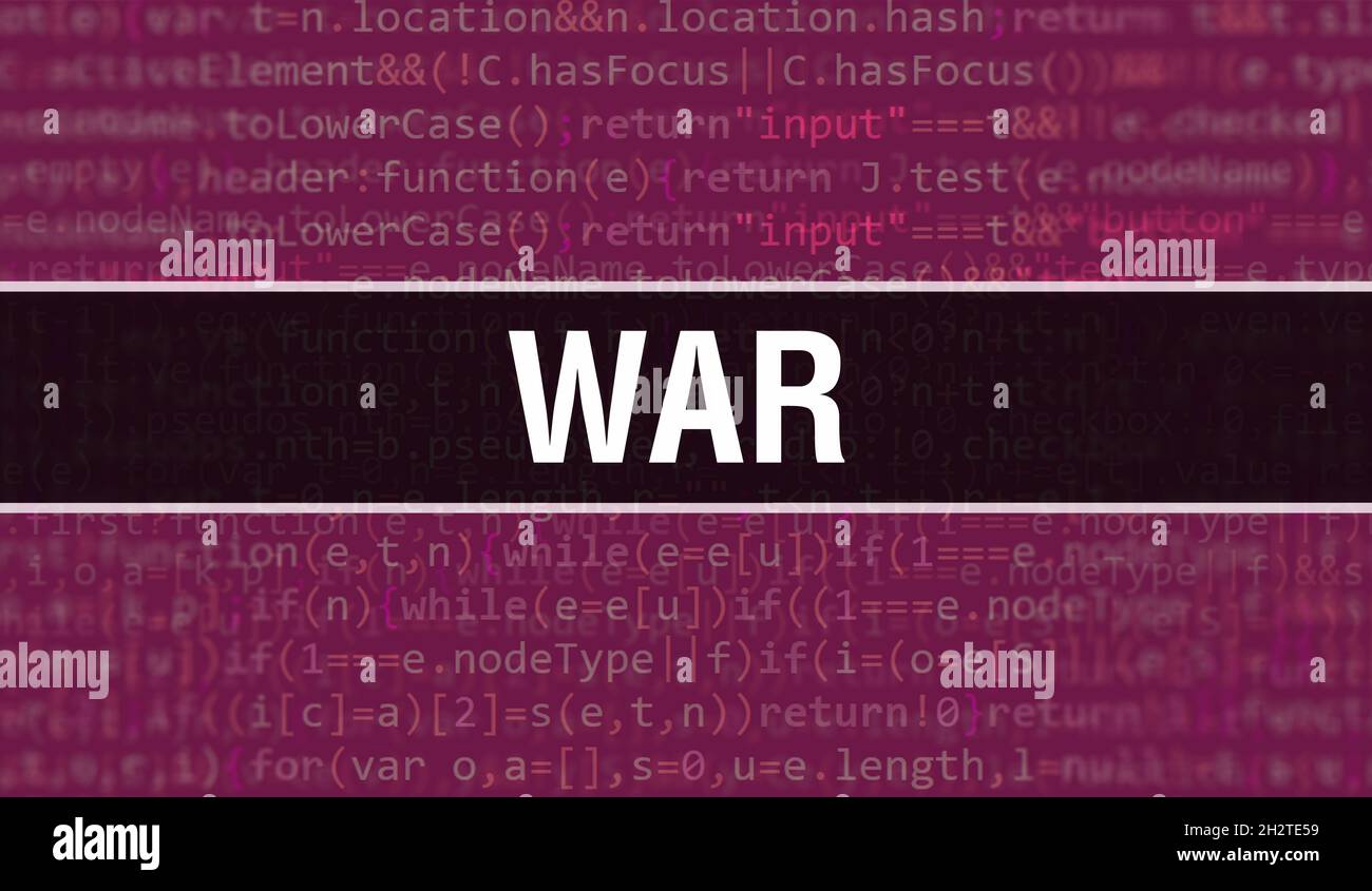 WAR with Binary code digital technology background. Abstract background ...
