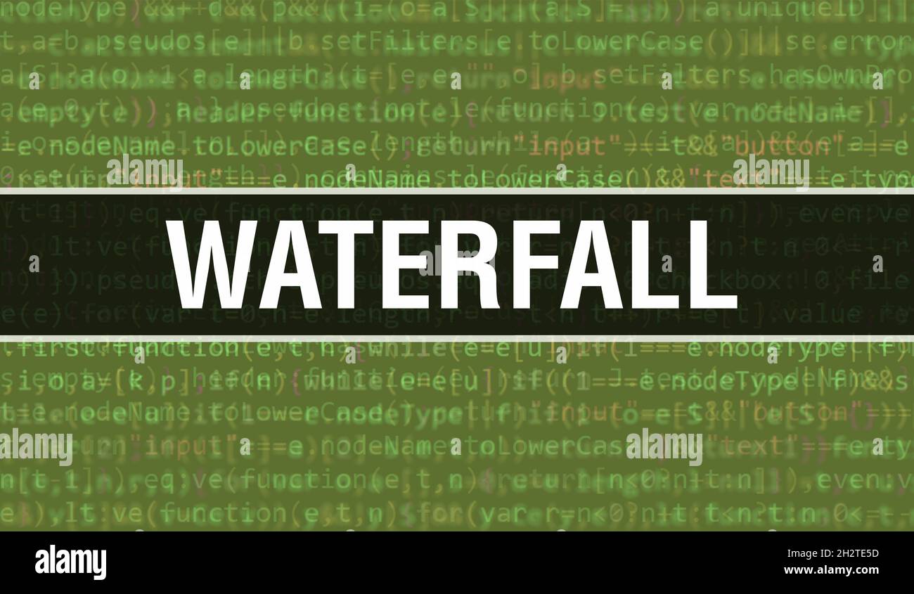 Waterfall with Digital java code text. Waterfall and Computer software ...