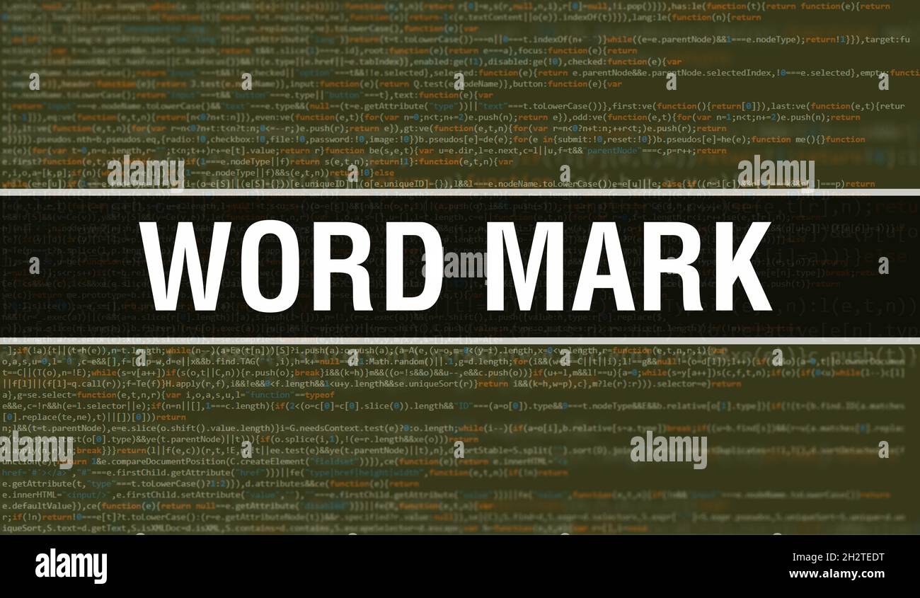 Word mark text written on Programming code abstract technology ...