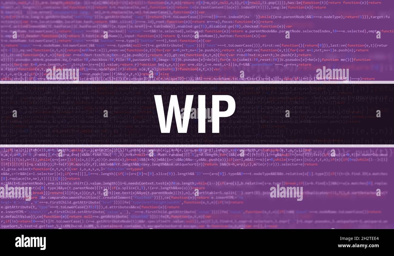 WIP text written on Programming code abstract technology background of ...