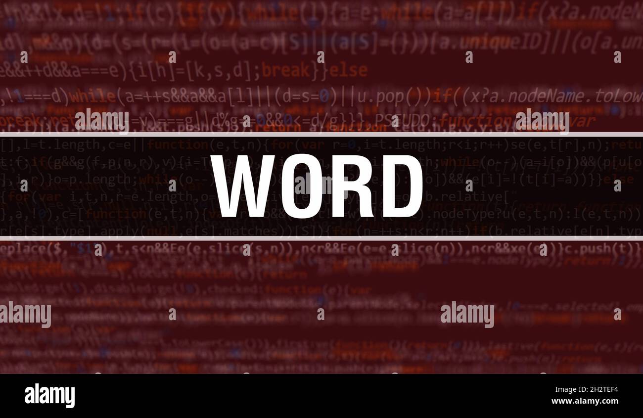 Word concept illustration using code for developing programs and app. Word website code with ...