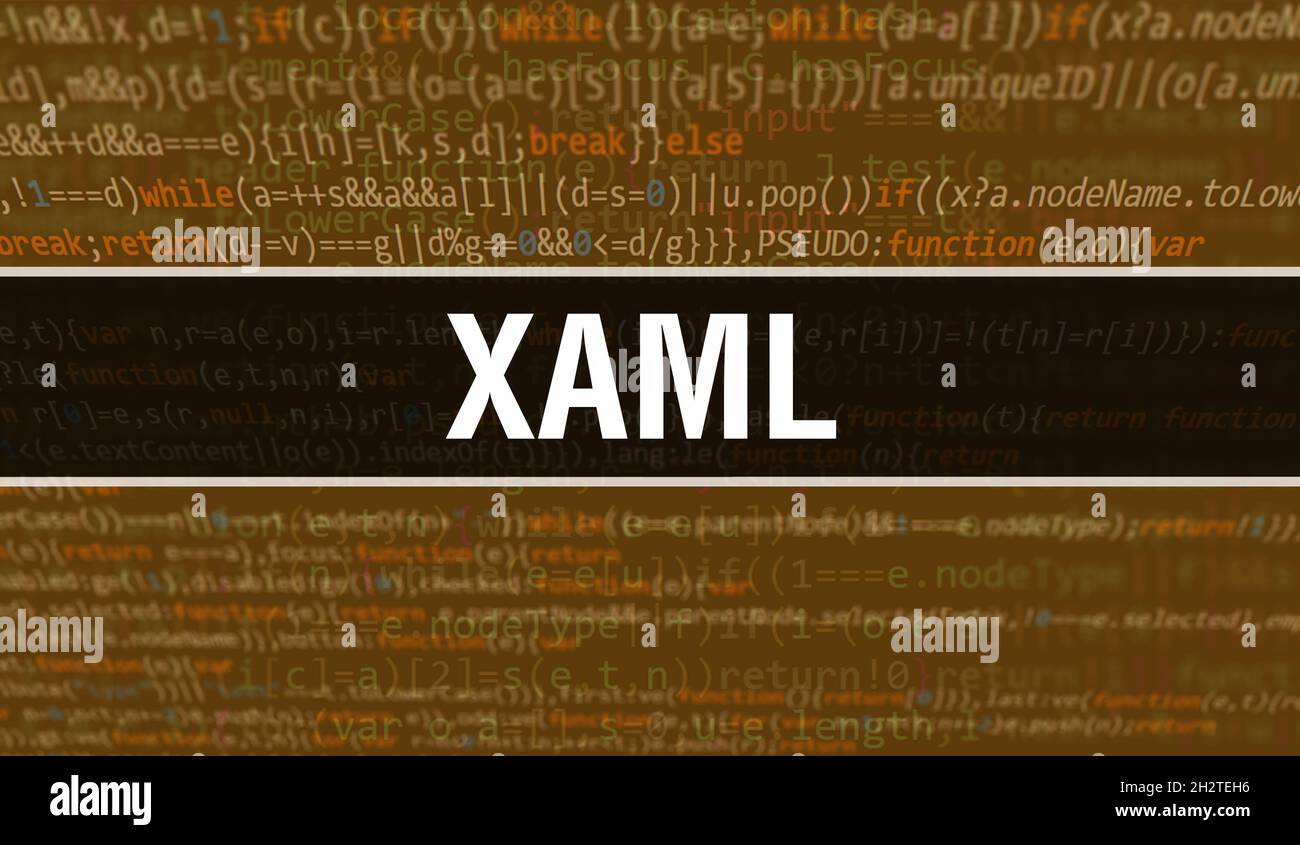 XAML with Binary code digital technology background. Abstract ...