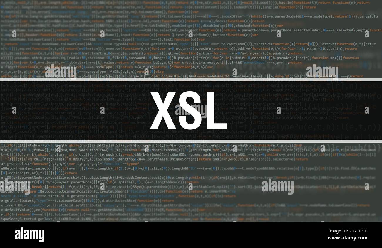 Xsl Concept With Random Parts Of Program Codexsl Text Written On Programming Code Abstract