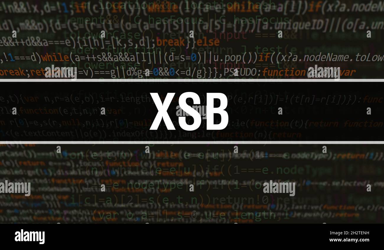 XSB with Digital java code text. XSB and Computer software coding vector concept. Programming ...