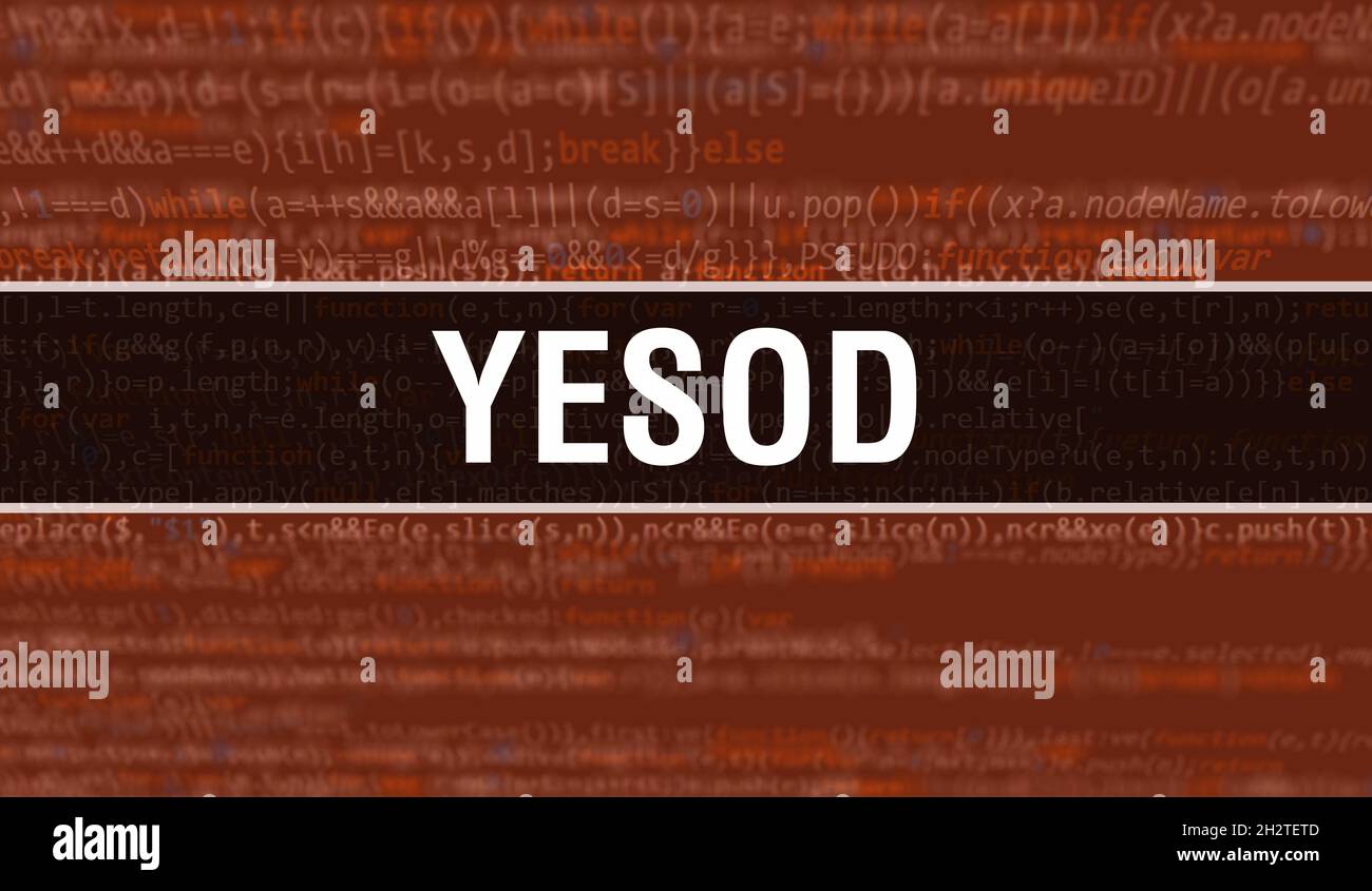 Yesod with Binary code digital technology background. Abstract background with program code and ...