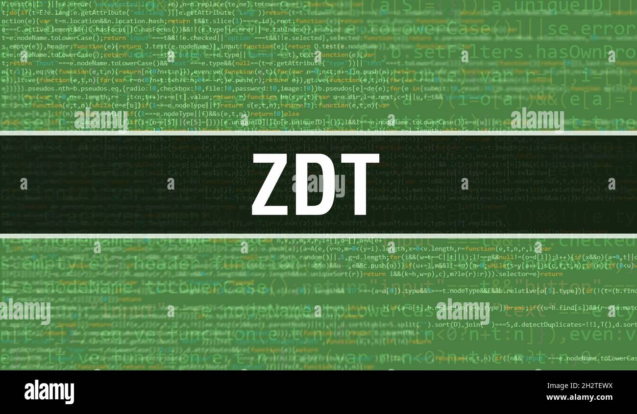 ZDT text written on Programming code abstract technology background of ...