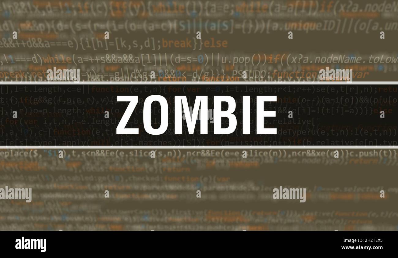 Zombie with Binary code digital technology background. Abstract ...