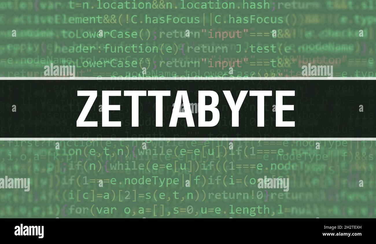 zettabyte concept with Random Parts of Program Code. zettabyte with Programming code abstract ...