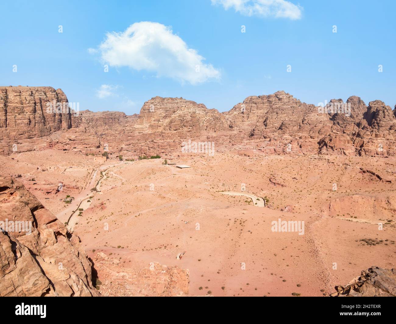 Aerial scene from the ancient city of Petra, Jordan. View of the ...