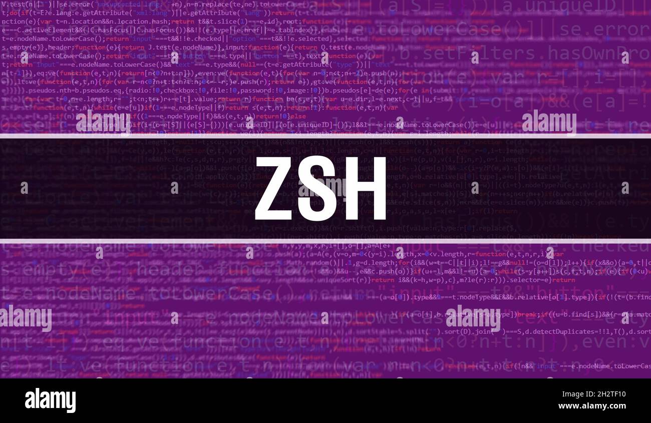 Zsh Text Written On Programming Code Abstract Technology Background Of Software Developer And