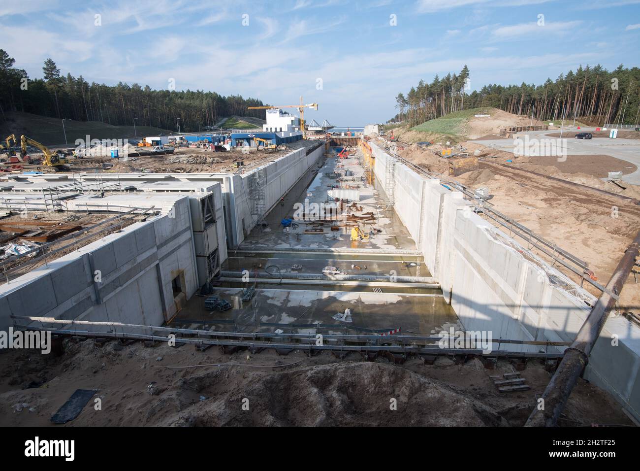 Construction site on the Vistula Spit canal which connect port of ...