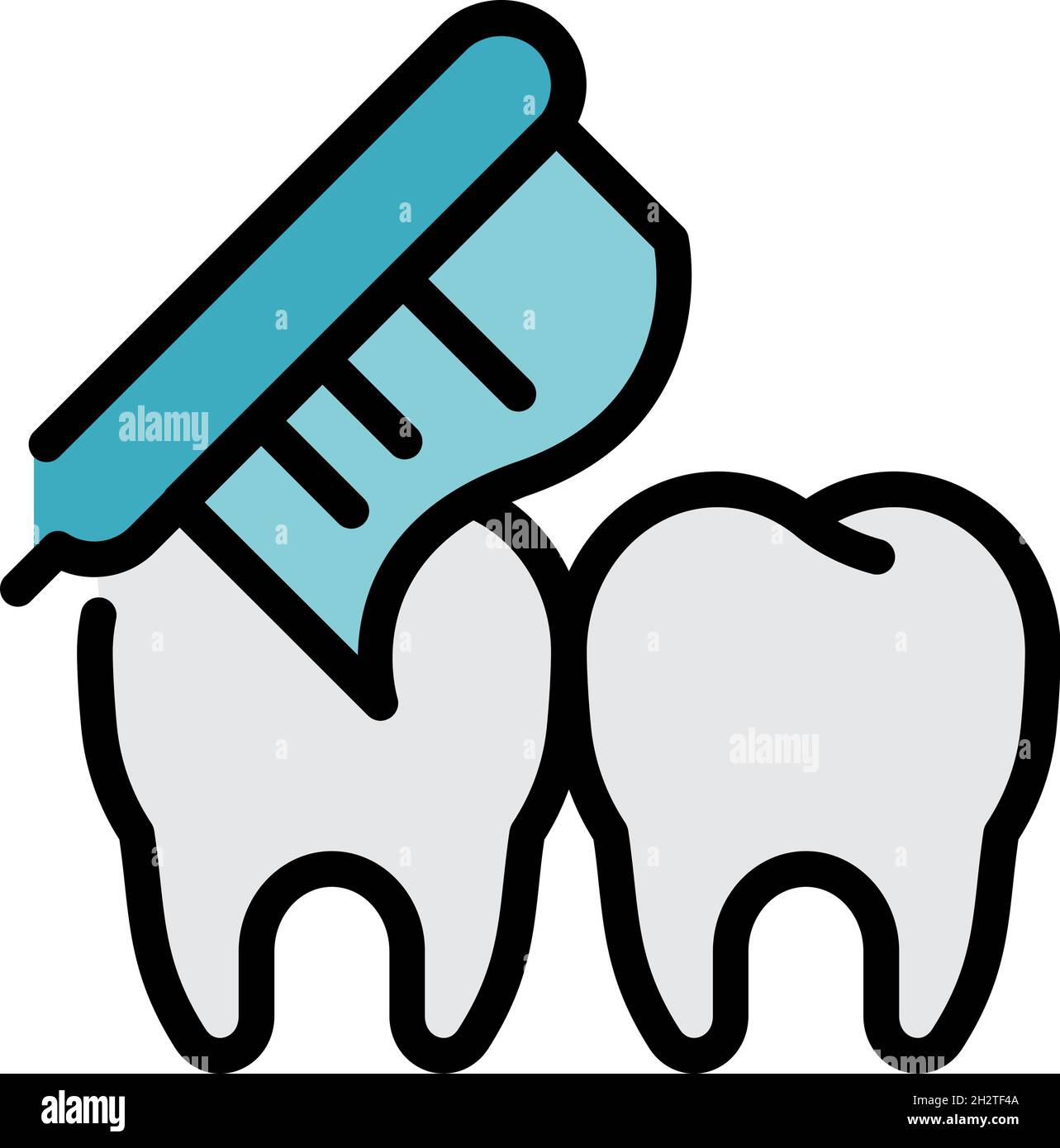 Teeth cleaning icon. Outline teeth cleaning vector icon color flat ...