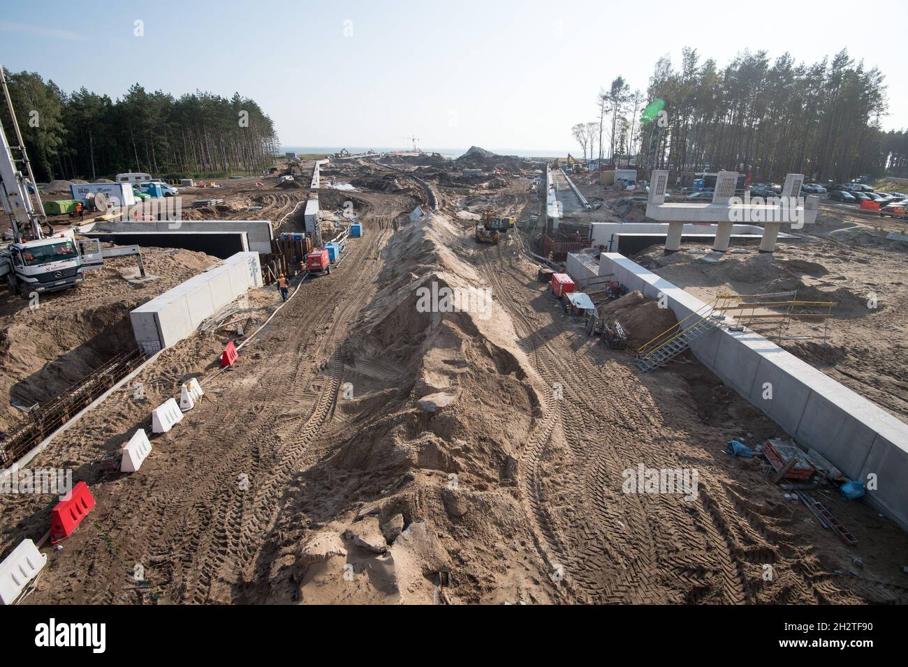 Construction site on the Vistula Spit canal which connect port of ...