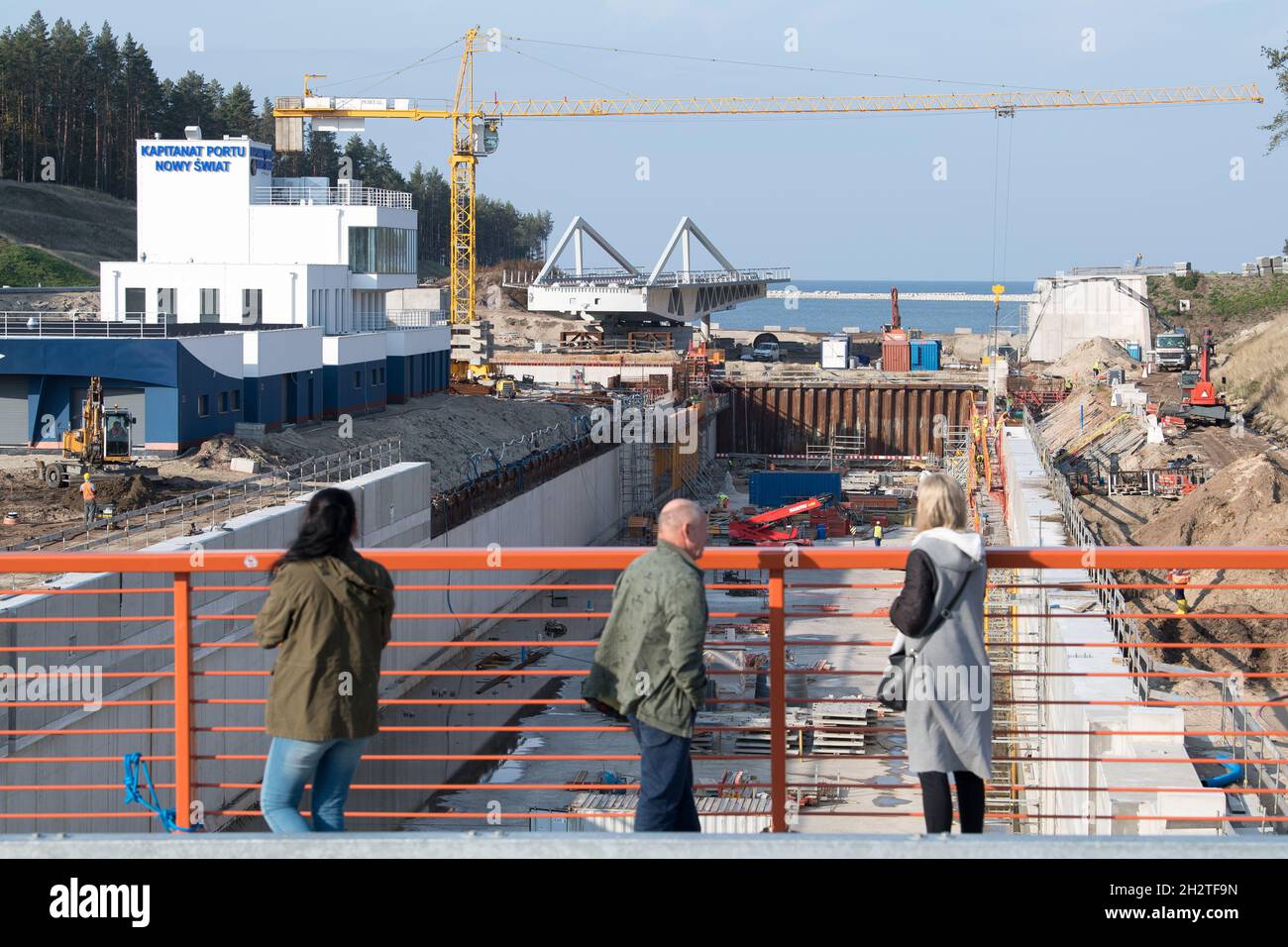 Construction site on the Vistula Spit canal which connect port of ...