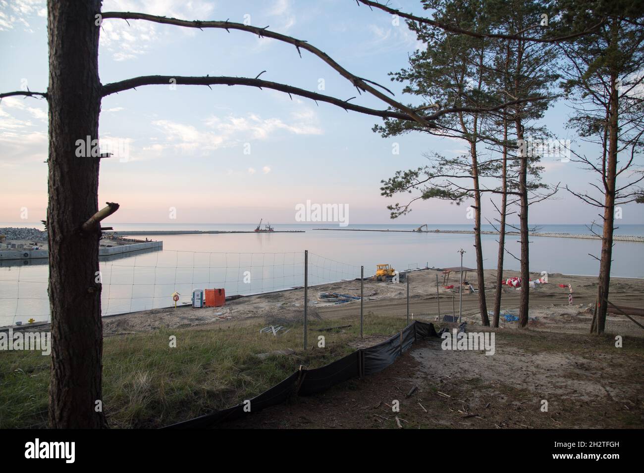 Construction site on the Vistula Spit canal which connect port of ...