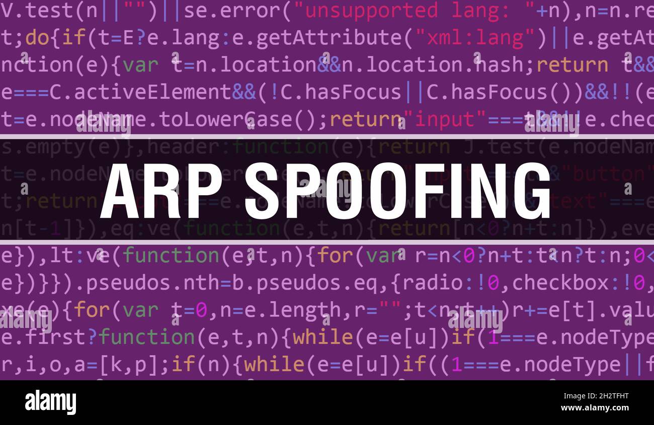 ARP spoofing with Binary code digital technology background. Abstract ...