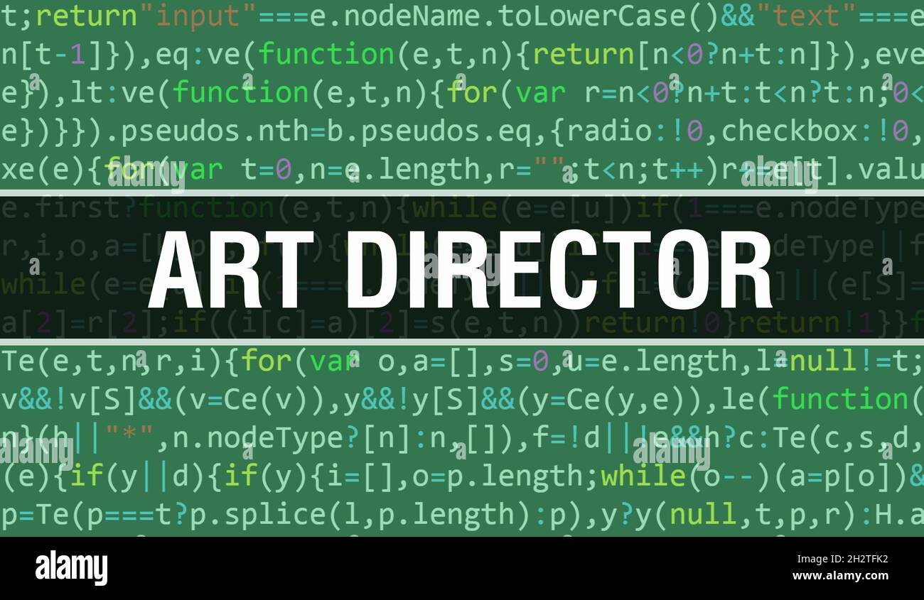 Art director concept with Random Parts of Program Code.Art director text written on Programming ...