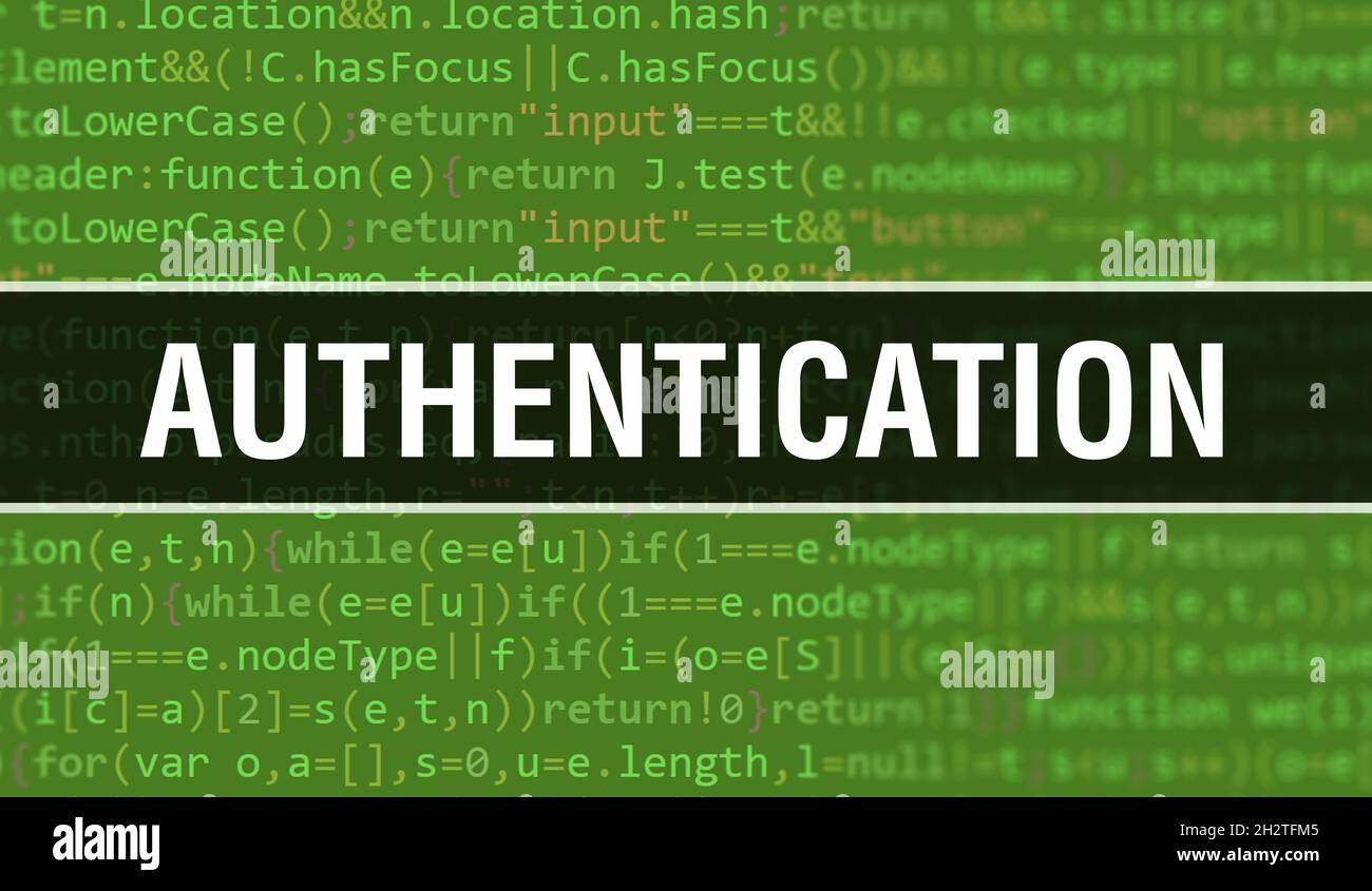 Authentication concept illustration using code for developing programs ...
