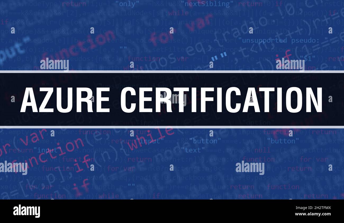 Azure certification concept illustration using code for developing programs and app. Azure ...