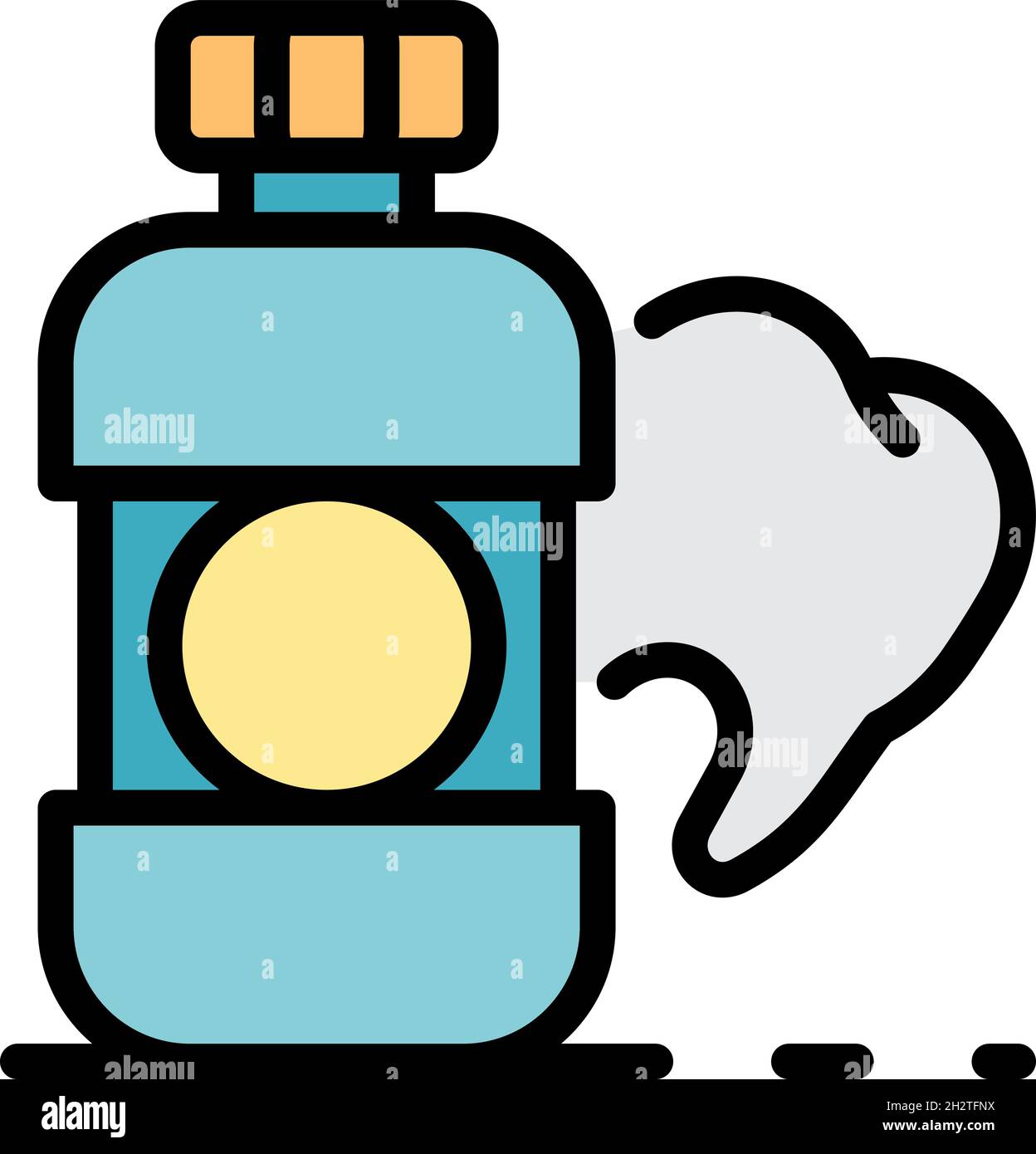 Tooth elixir icon. Outline tooth elixir vector icon color flat isolated ...