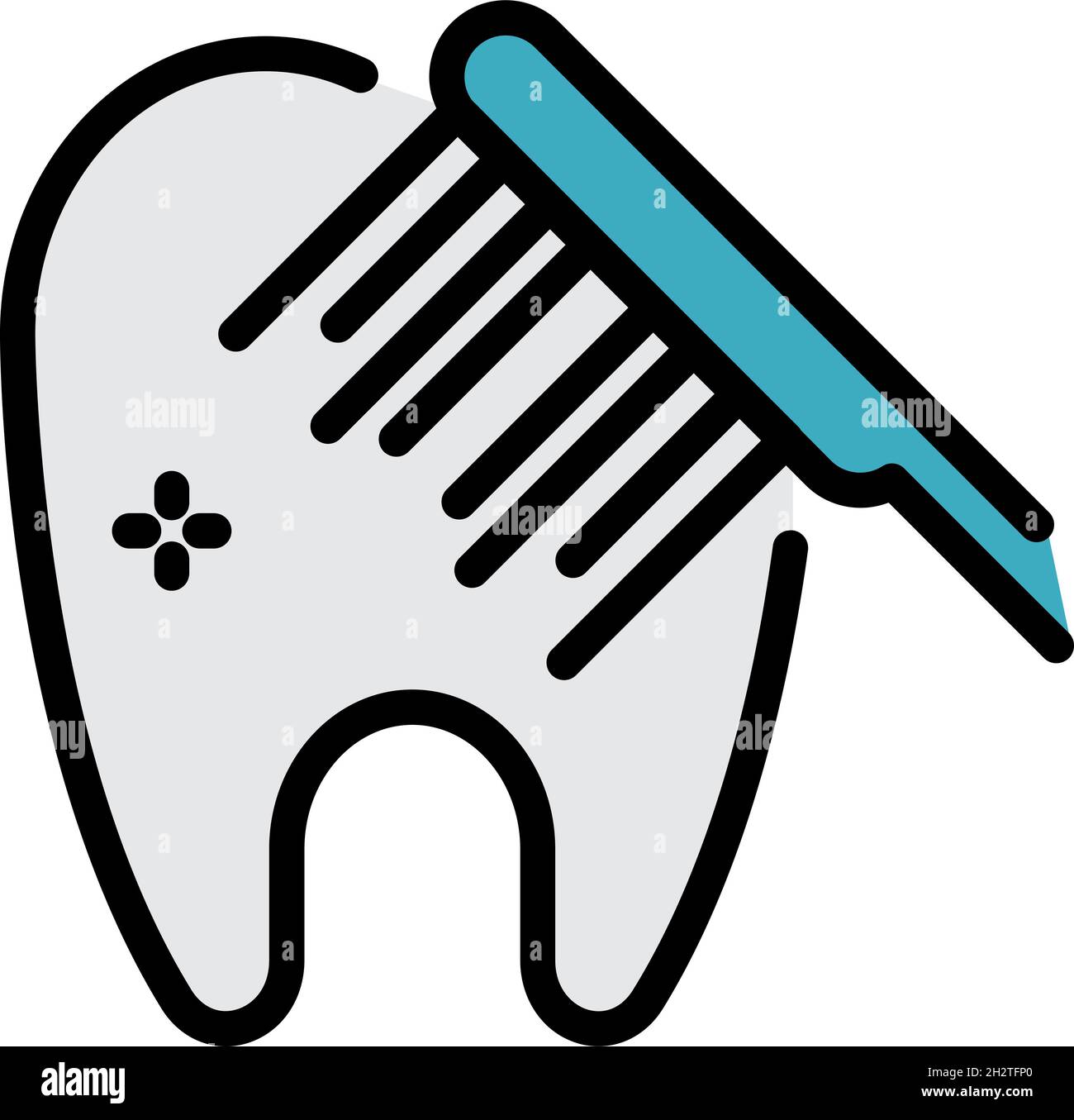 Toothbrush brushing tooth icon. Outline toothbrush brushing tooth ...