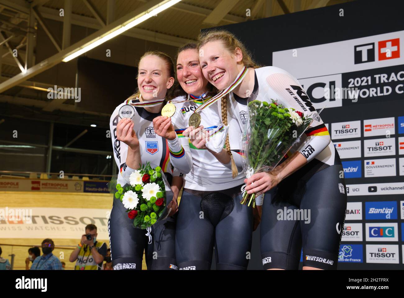 Podium individual pursuit women succes Germany during the Tissot UCI ...