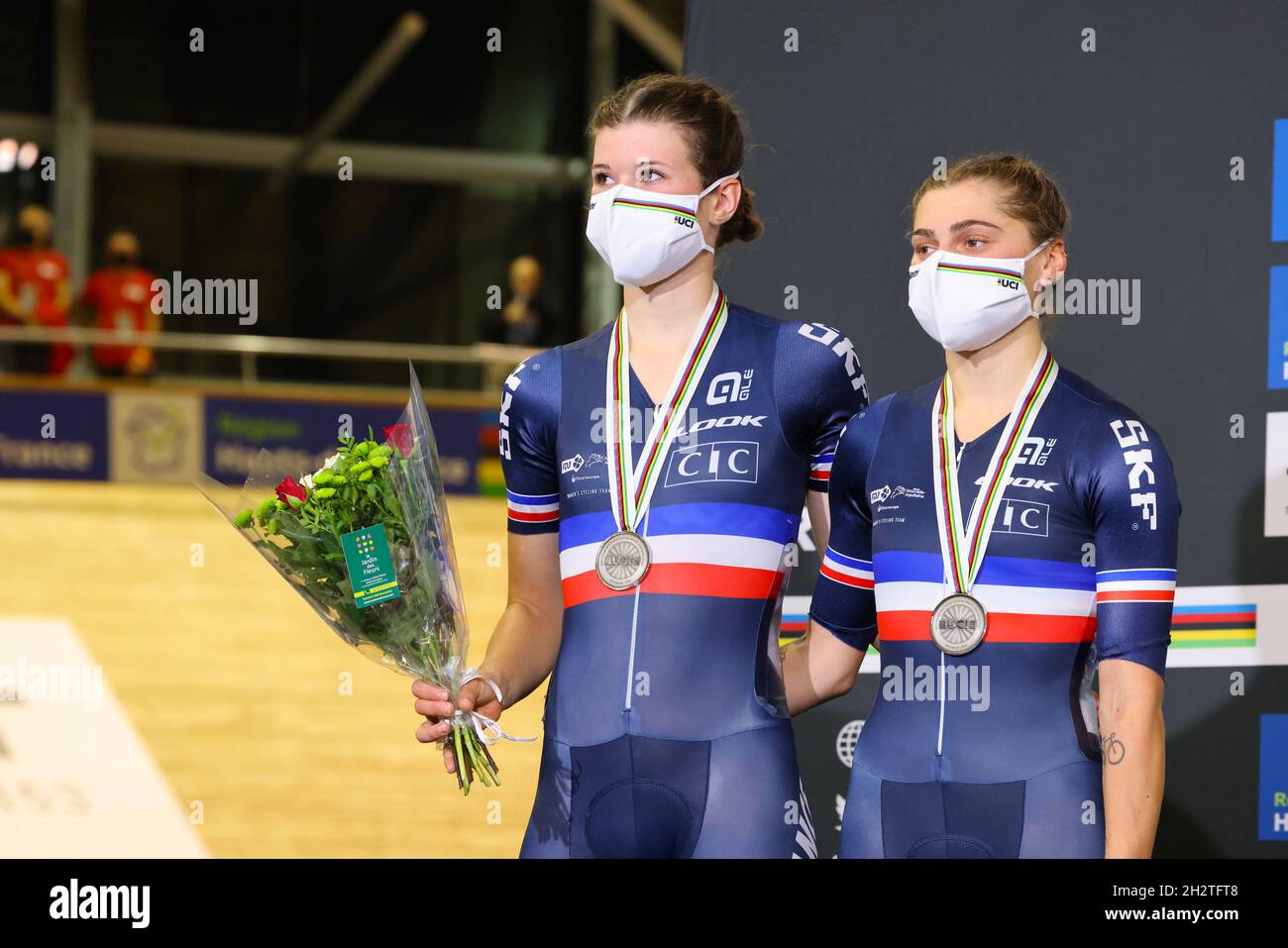 France Marie LE NET and Clara COPPOLI podium Madison women during the ...
