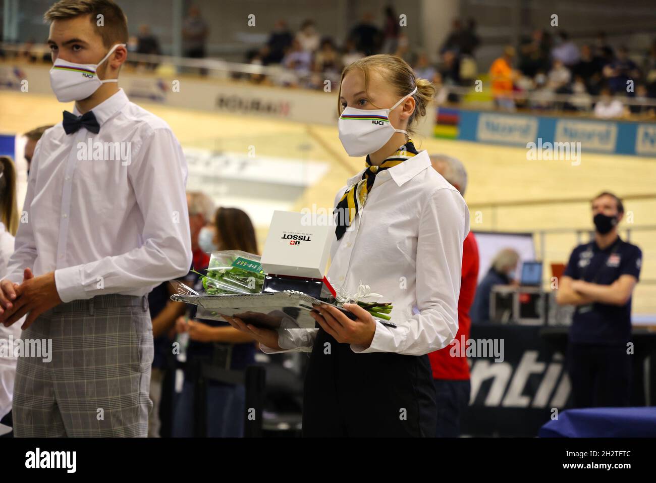 Ambiance podium during the Tissot UCI Track Cycling World Championships ...