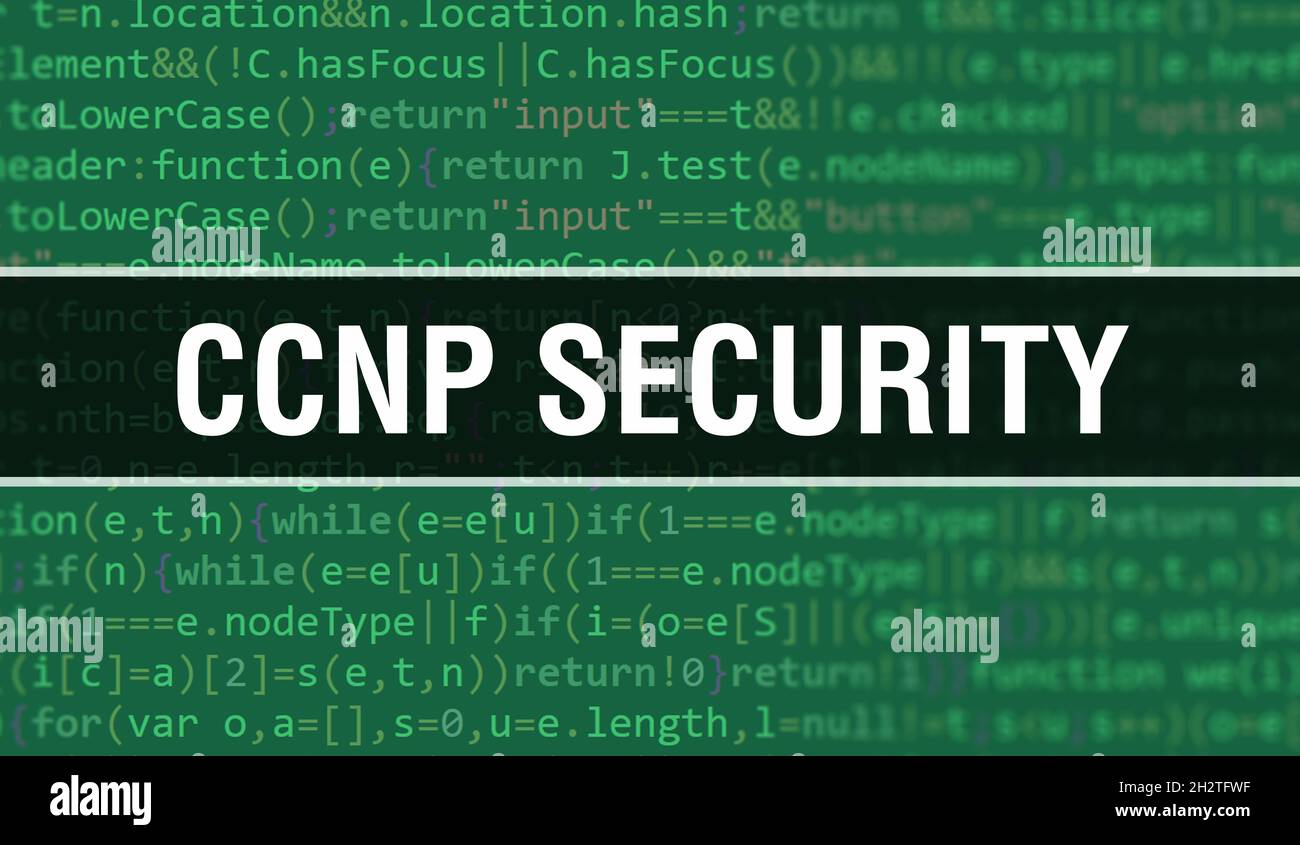 CCNP Security concept illustration using code for developing programs and app. CCNP Security ...