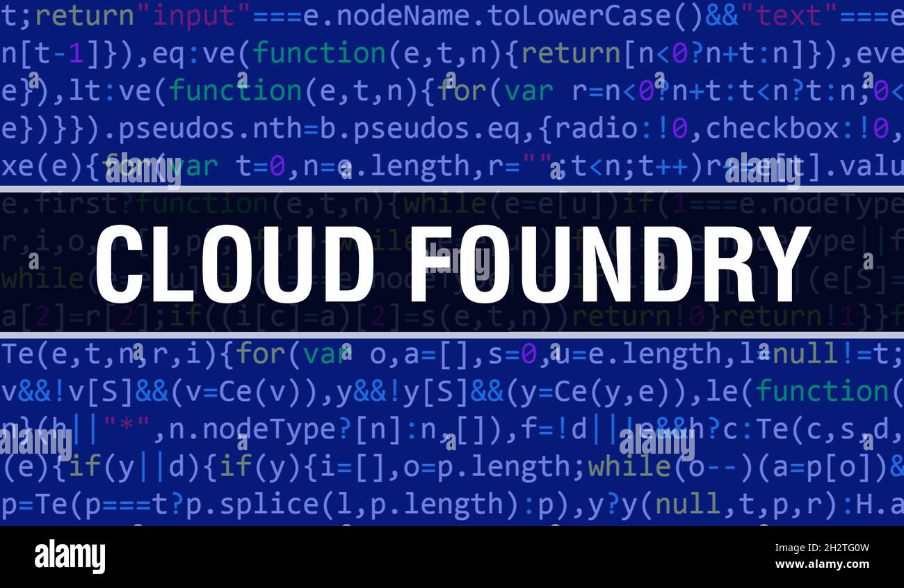 Cloud Foundry concept with Random Parts of Program Code.Cloud Foundry text written on ...