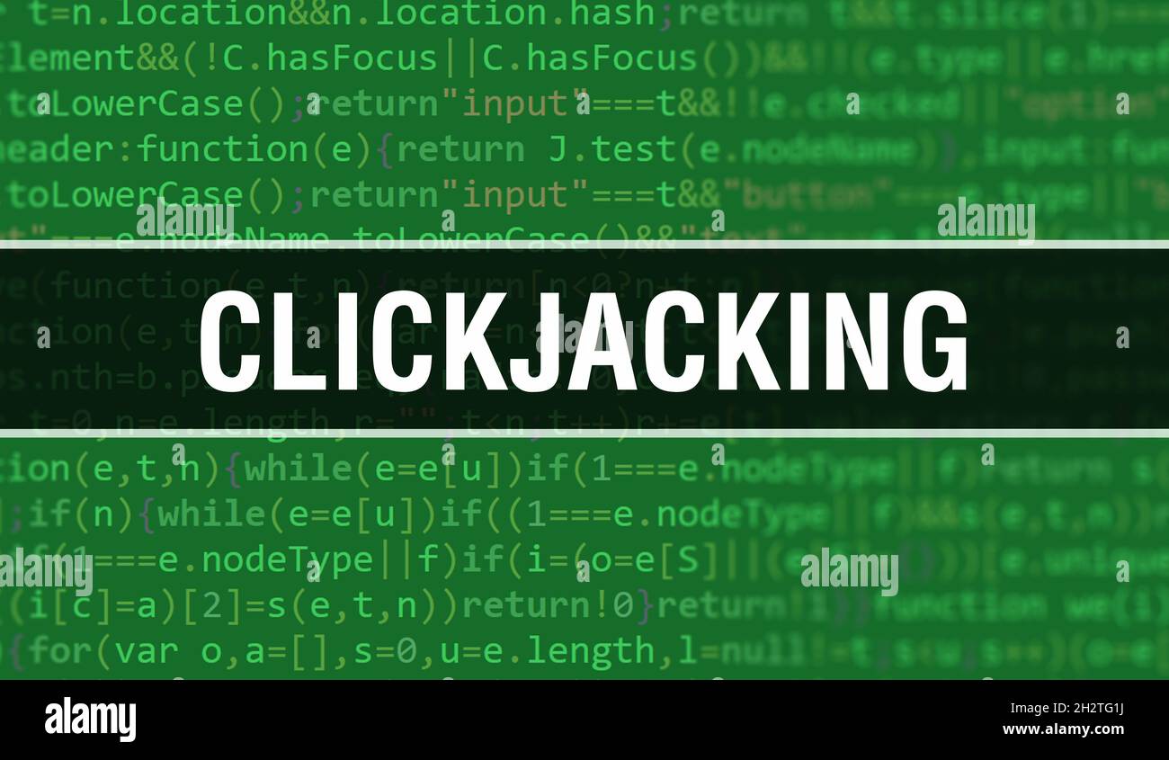Clickjacking concept illustration using code for developing programs ...