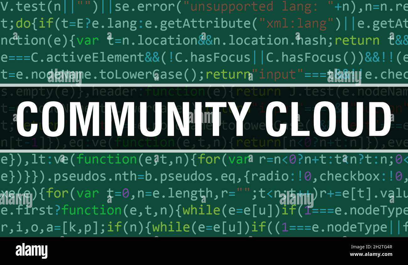 Community cloud with Binary code digital technology background ...